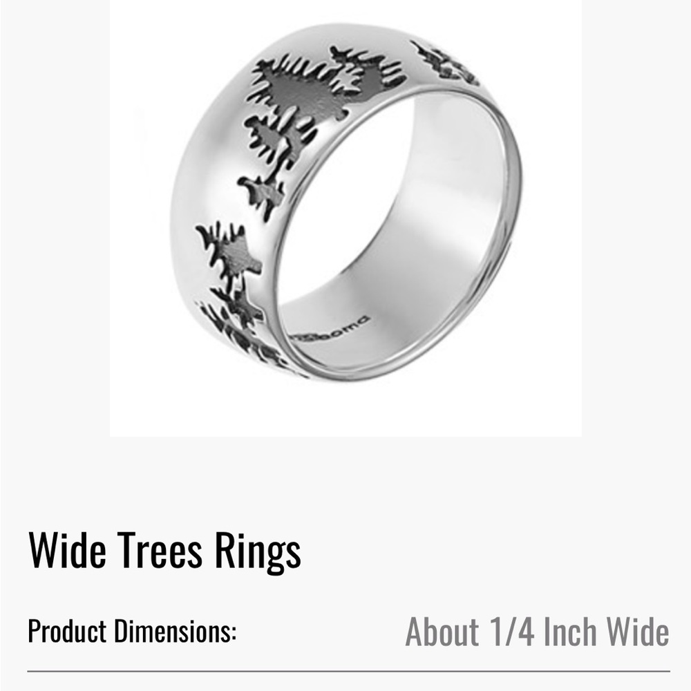 925 Silver Wide Trees Ring - Gem